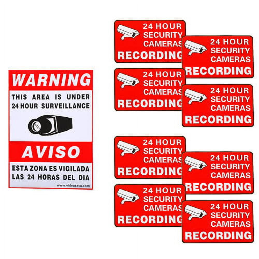 VideoSecu Warning Sign 1 Large Decals 8 Small Stickers for CCTV ...
