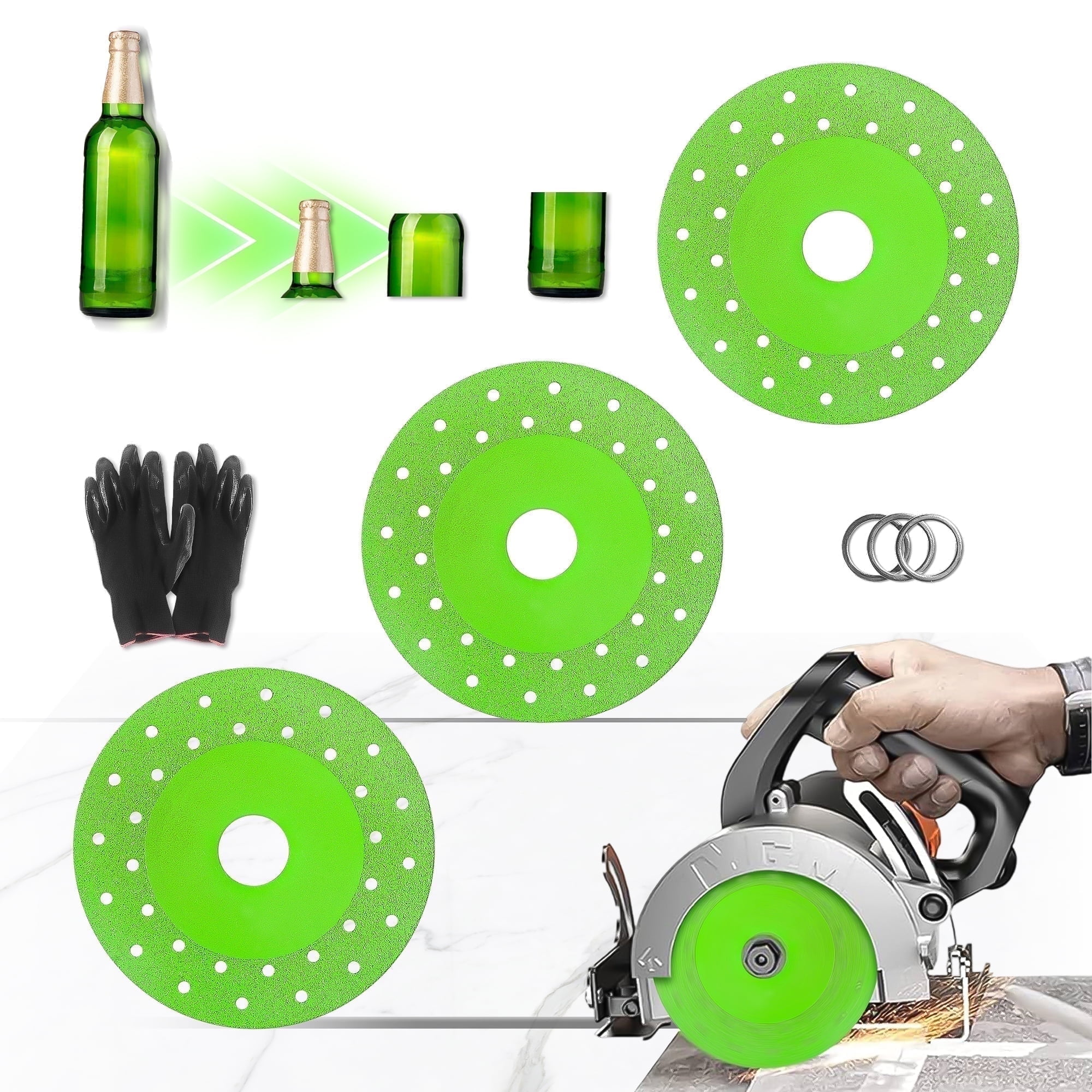 Vidonio 3Pcs 4" Ultra-Thin Glass Cutting Disc for Angle Grinder, Rock ...