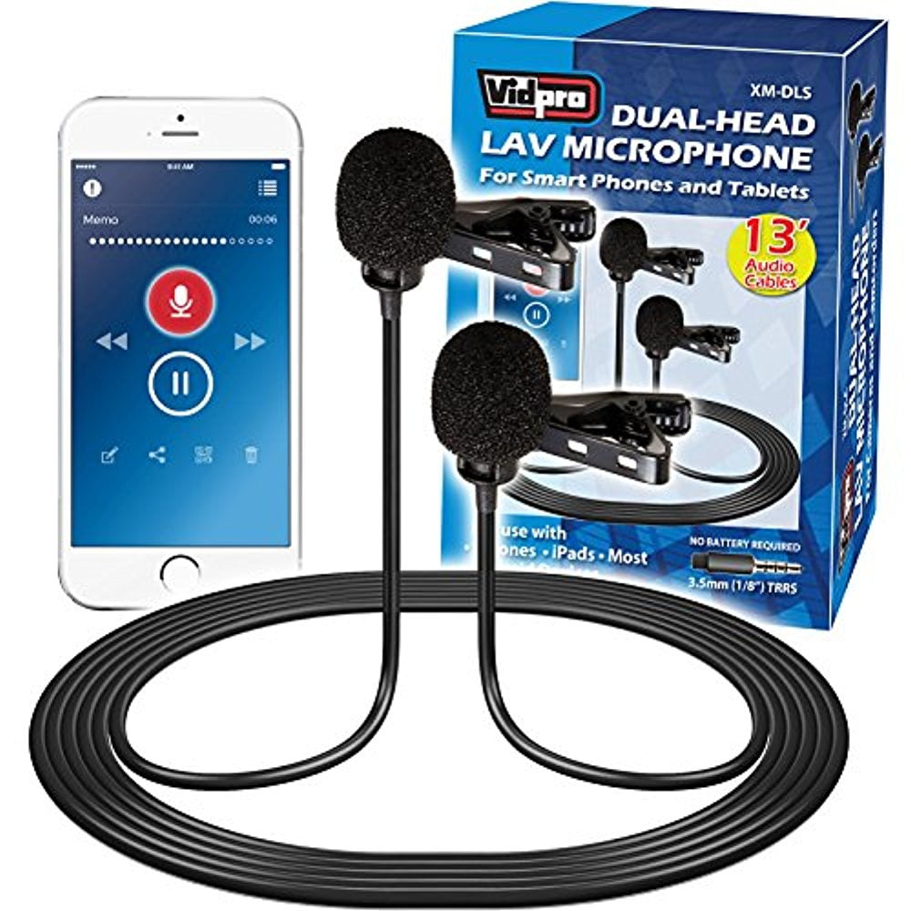 Vidpro Dual-Head Interview Lavalier Microphone for Smartphones ...