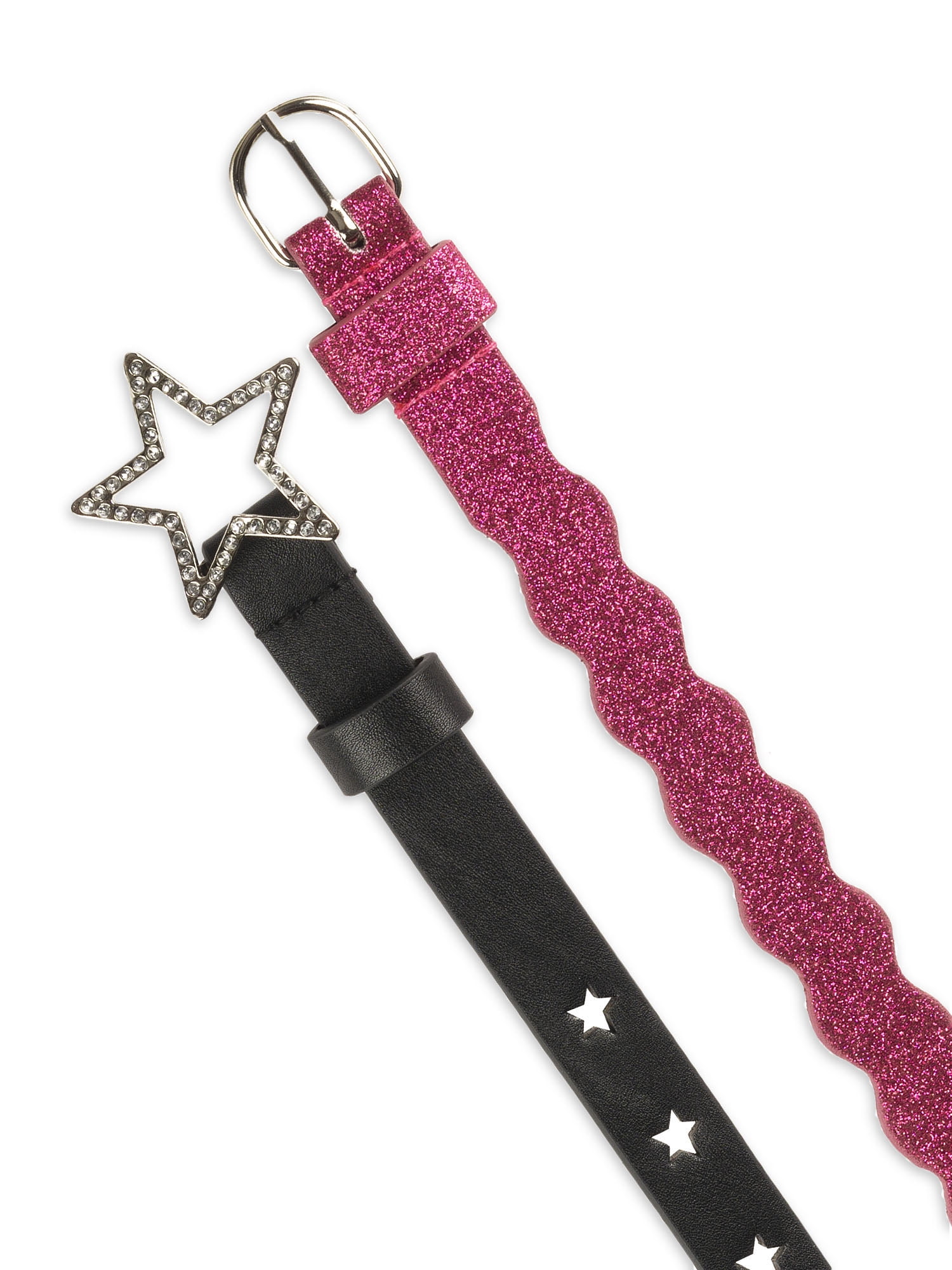 Vie & Rose Girls 2-Pack Fashion Belts XS-XXL Star Buckle Glitter Set ...