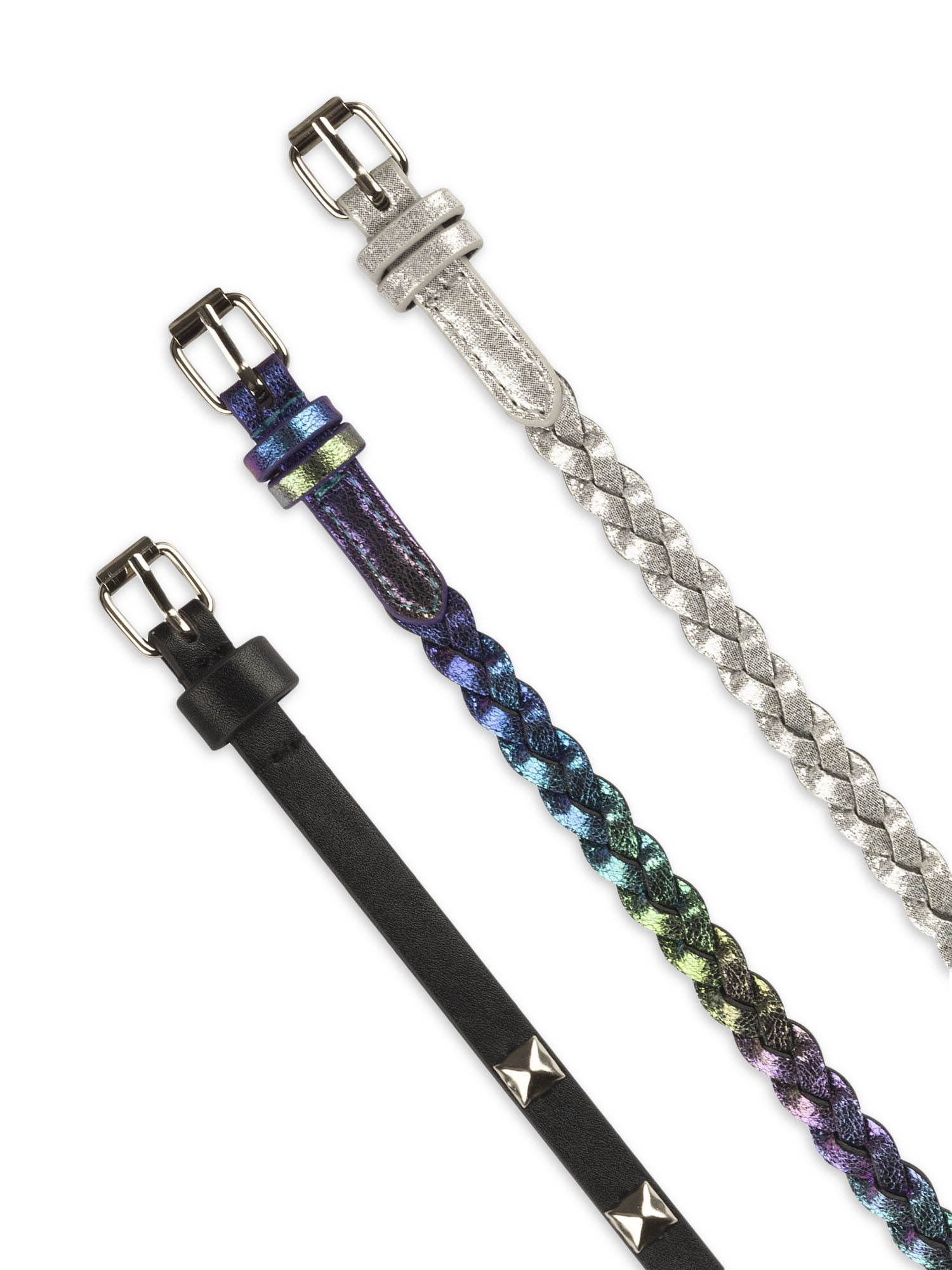 Vie & Rose Girls Pyramid & Braid Belt Set, Multi-Color, XS-XXL, 3 Count ...