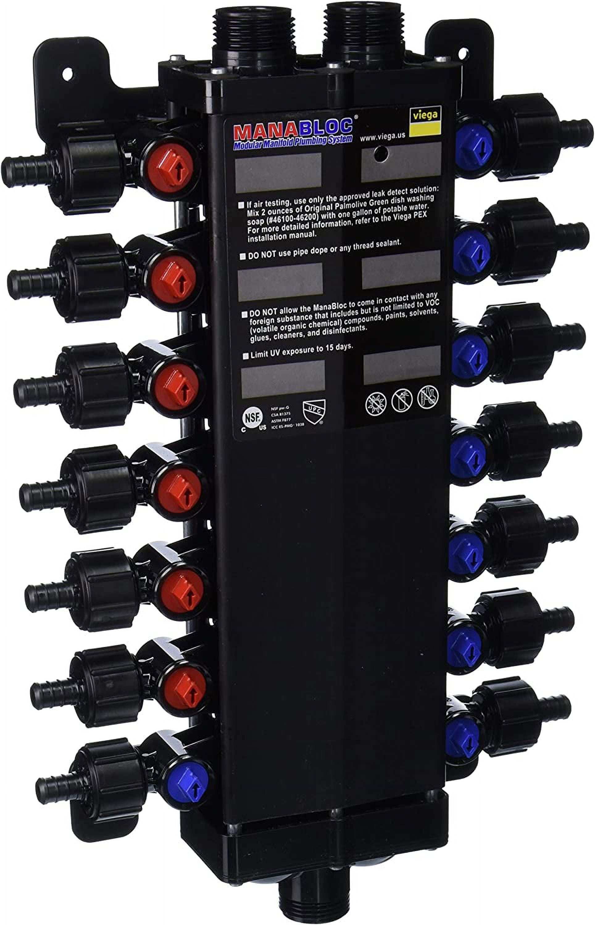 Viega 50143 - 1/2-Inch PureFlow Zero Lead Poly Alloy PEX Crimp Manabloc ...