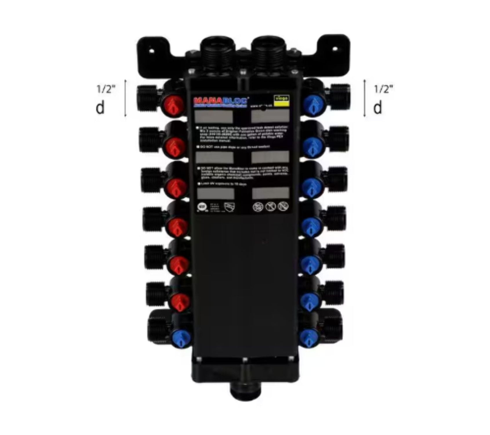 Viega ManaBloc 1/2 in. x 14 port Polymer Distribution Manifold (6 hot/8 ...