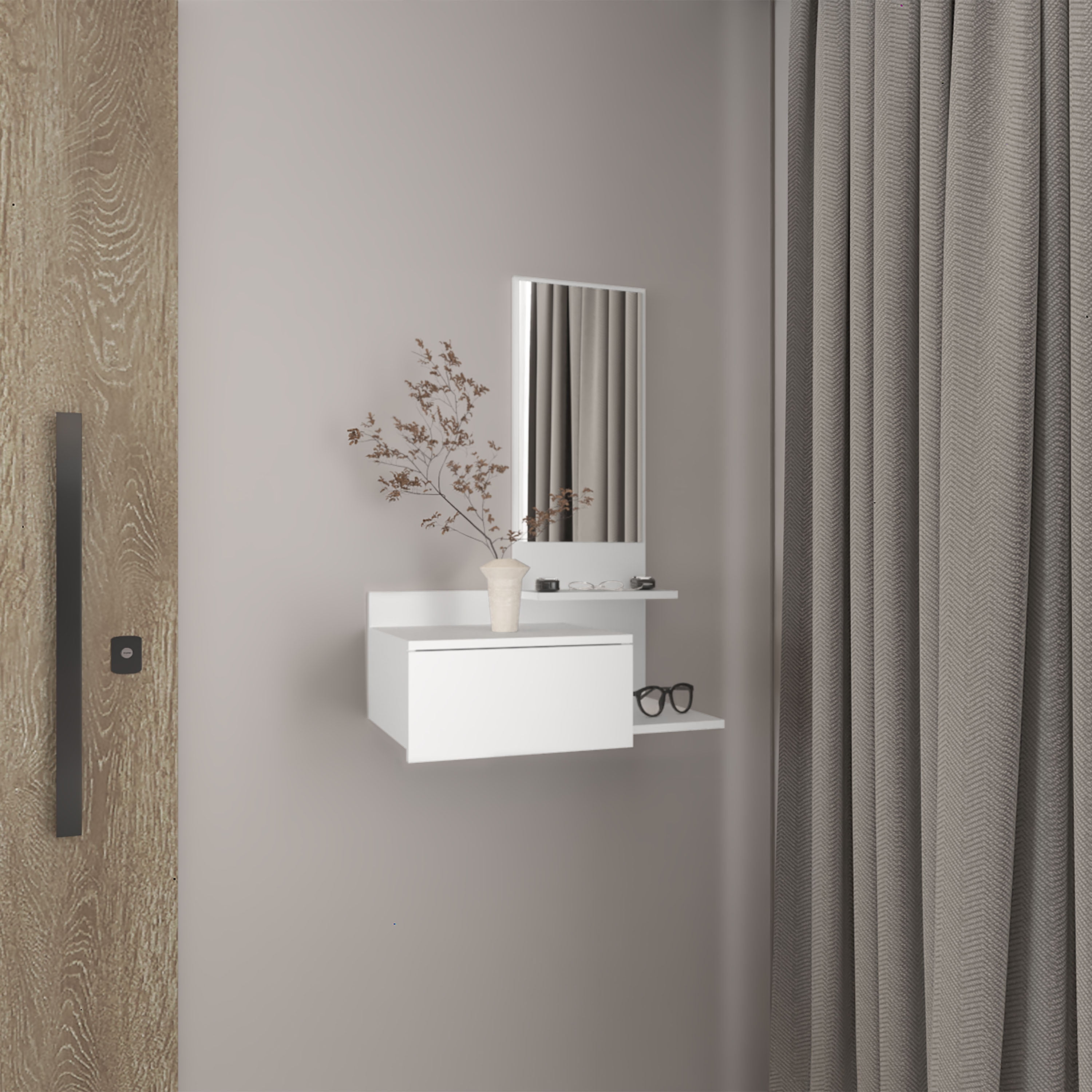 Vienna 23.6" Wide 3-Tier Shelf Floating Mirror Console Table, Full ...