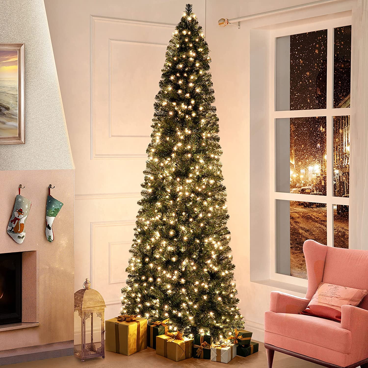 Vienna 7.5ft Prelit Slim Artificial Christmas Tree with 1102 Branch ...