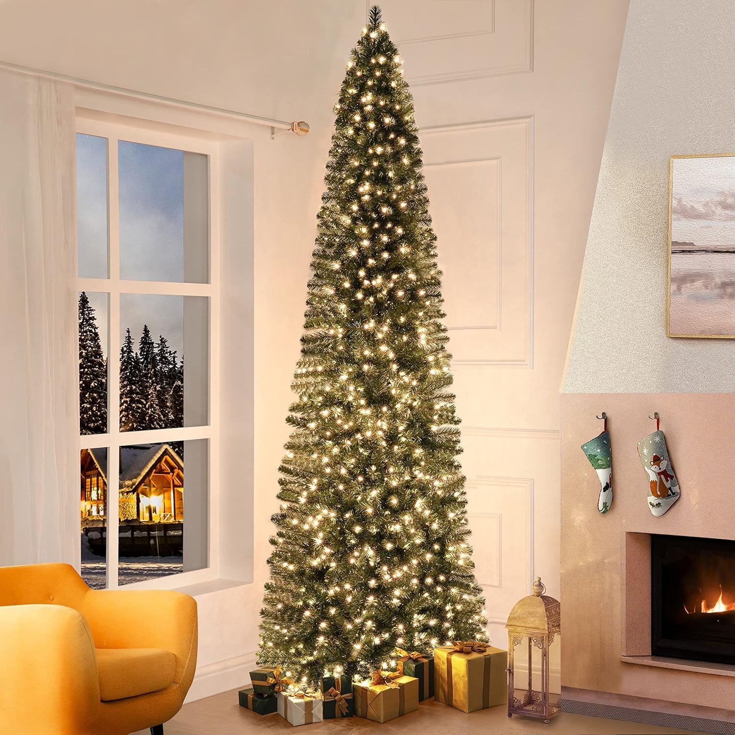 Vienna 9ft Prelit Slim Artificial Christmas Tree with 1455 Branch Tips ...