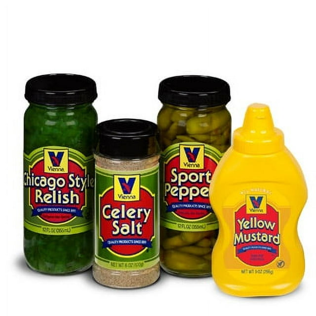 Vienna Authentic Chicago-Style Hot Dog Condiment Kit (Yellow Mustard ...