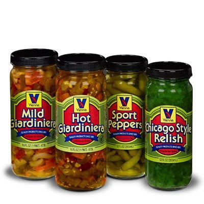 Vienna Condiment Variety 4-Pack (1 Jar Hot Giardiniera, 1 Jar Mild ...