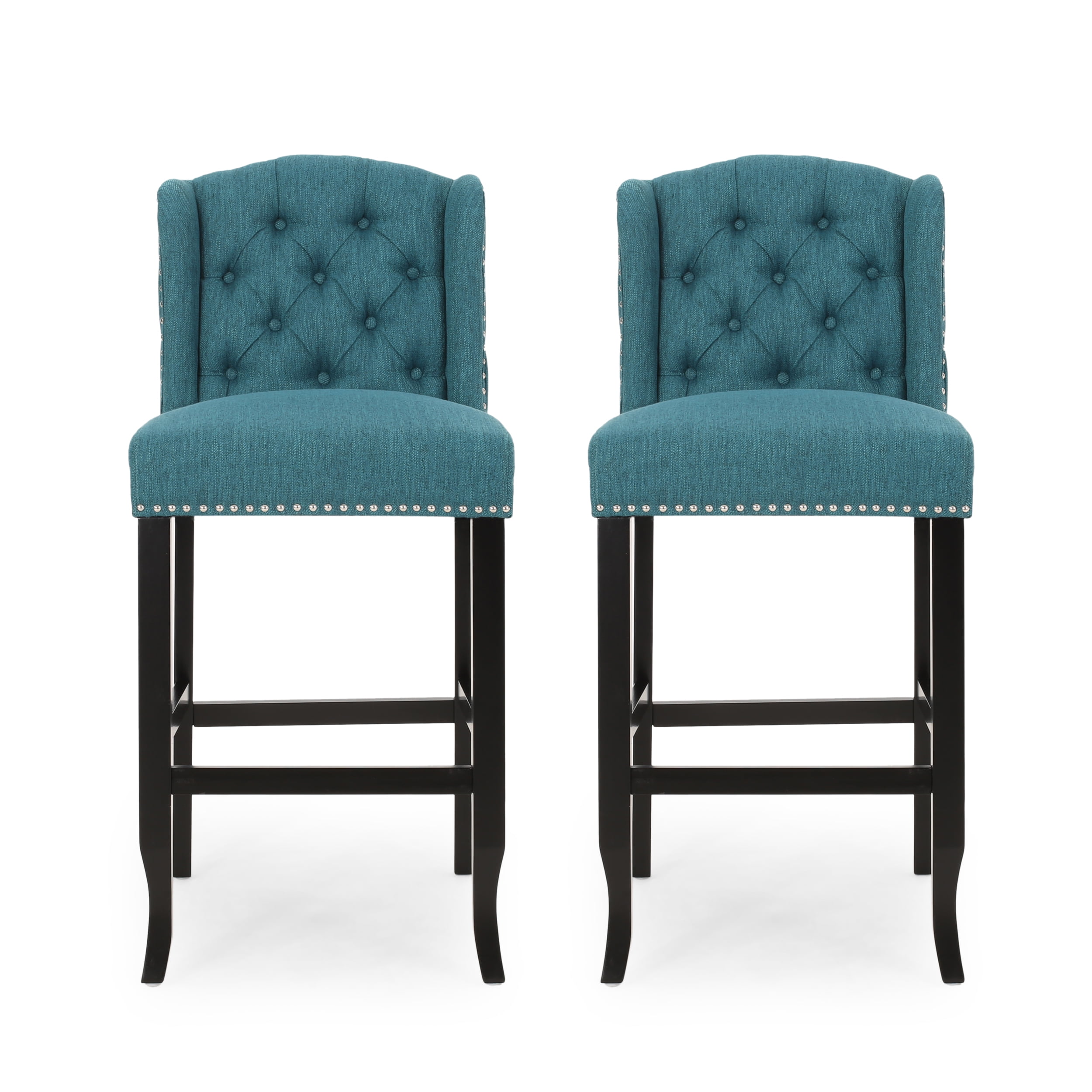 Vienna Contemporary Teal Fabric Wingback Counter Stools, Set of 2, 31 ...