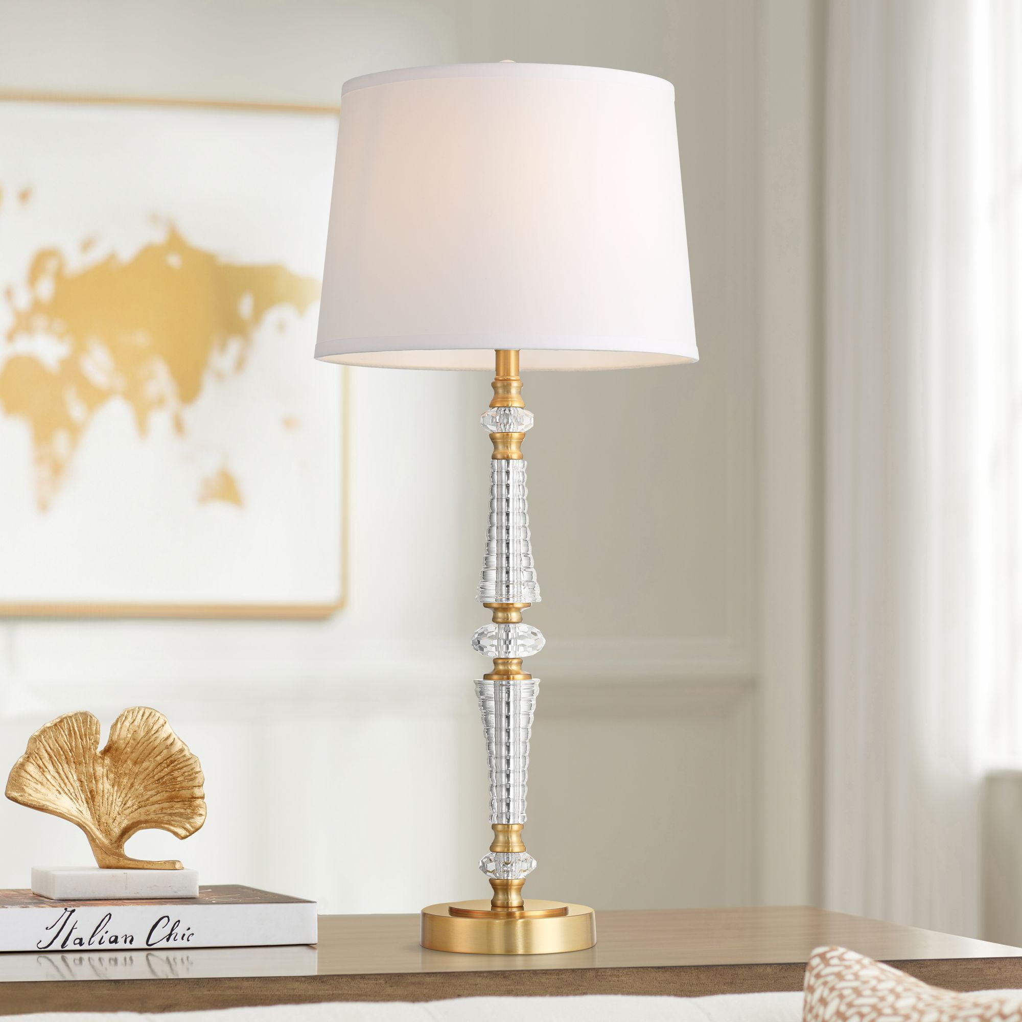 Vienna Full Spectrum Gracie 32" High Brass and Crystal 3-Way Table Lamp ...