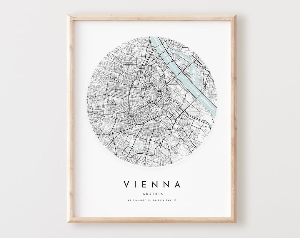 Vienna Map Print, Vienna Map Poster City Wall Art, Vienna Road Map ...