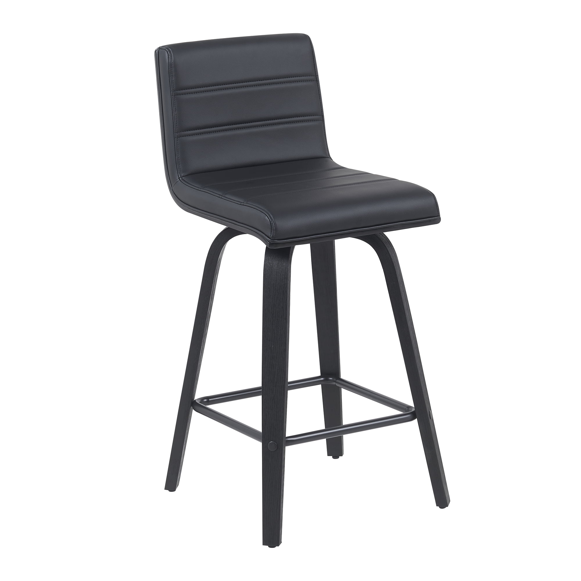 Vienna Modern Counter Height Swivel Bar Stool with Black Faux Leather ...