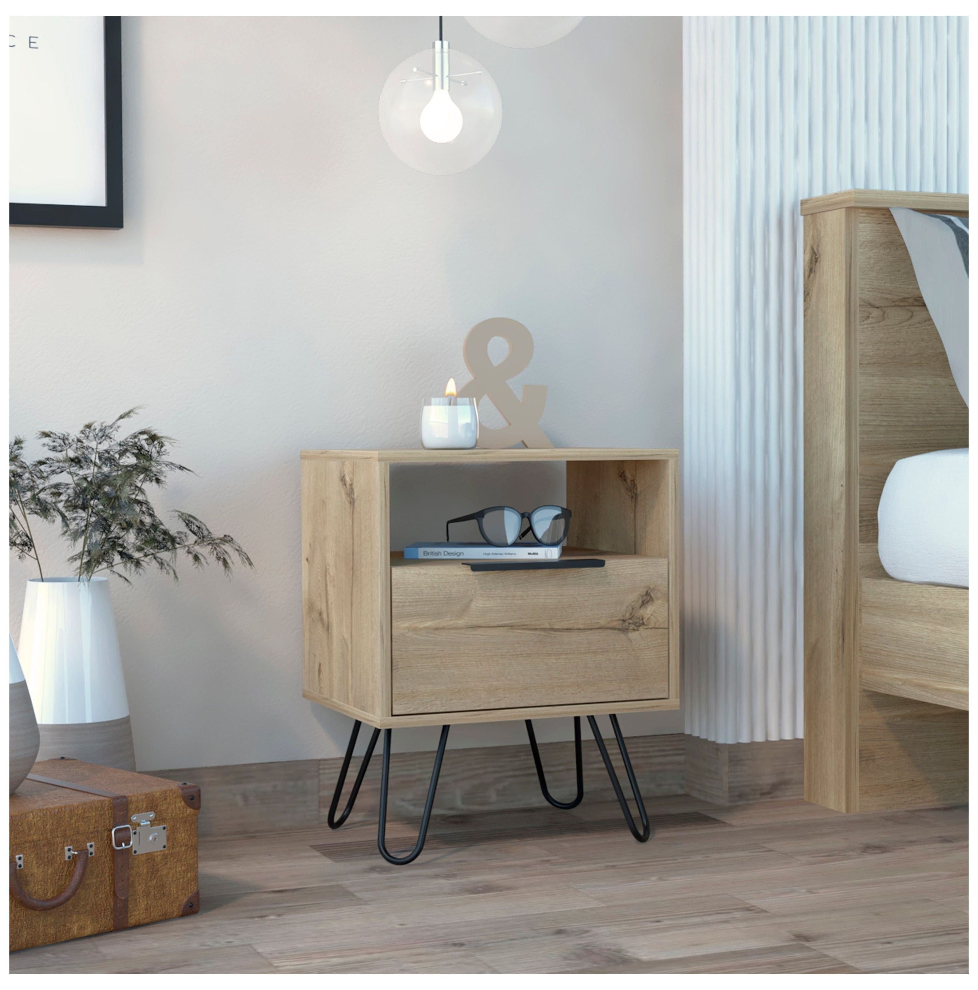 Vienna Nightstand; Shelves; Hairpin Legs - Walmart.com
