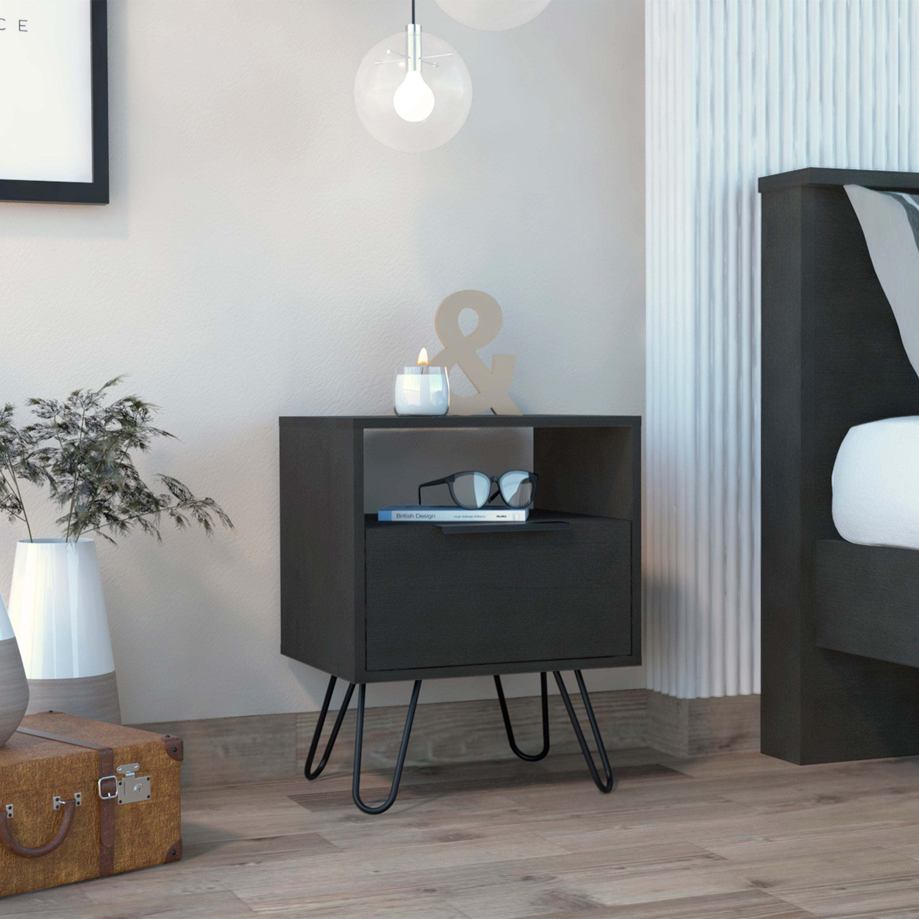 Vienna Nightstand; Shelves; Hairpin Legs - Walmart.com