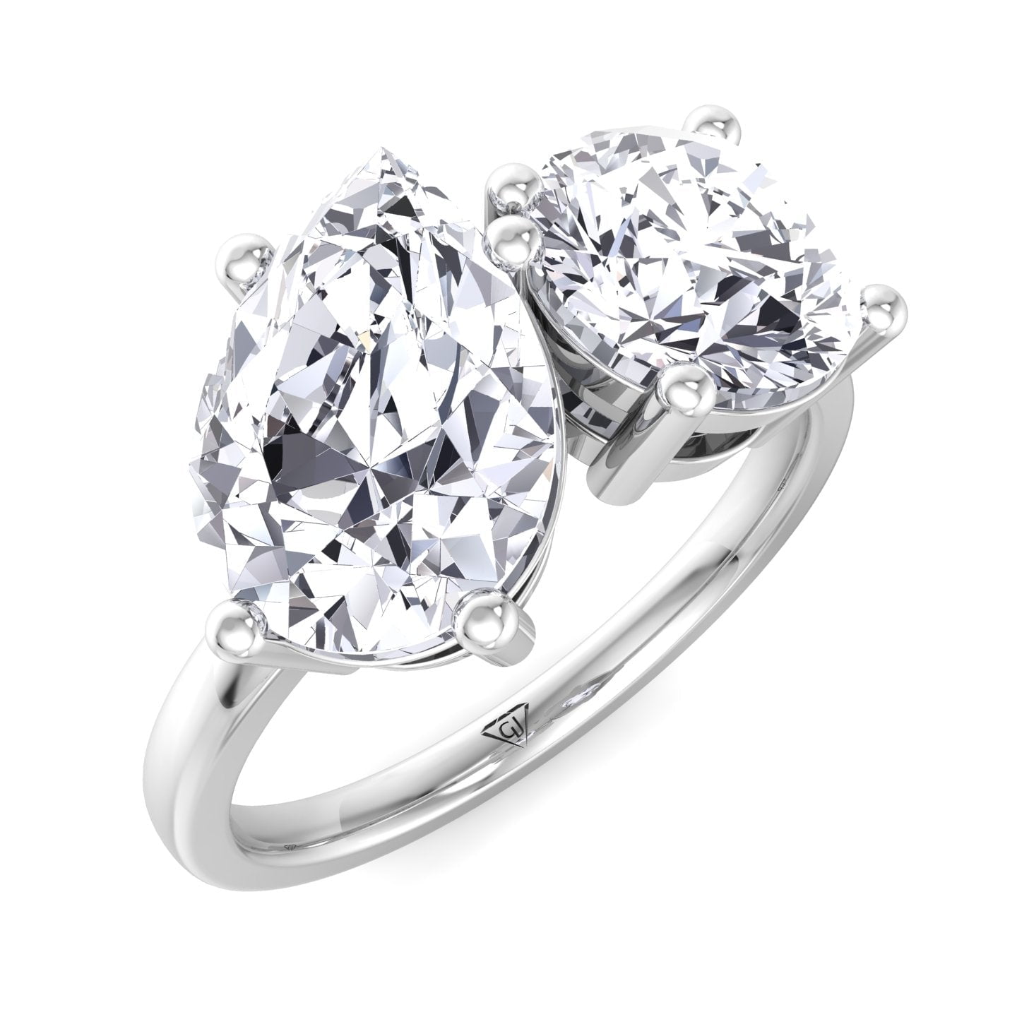 Vienna - Pear & Round Double Diamond Engagement Ring - Walmart.com