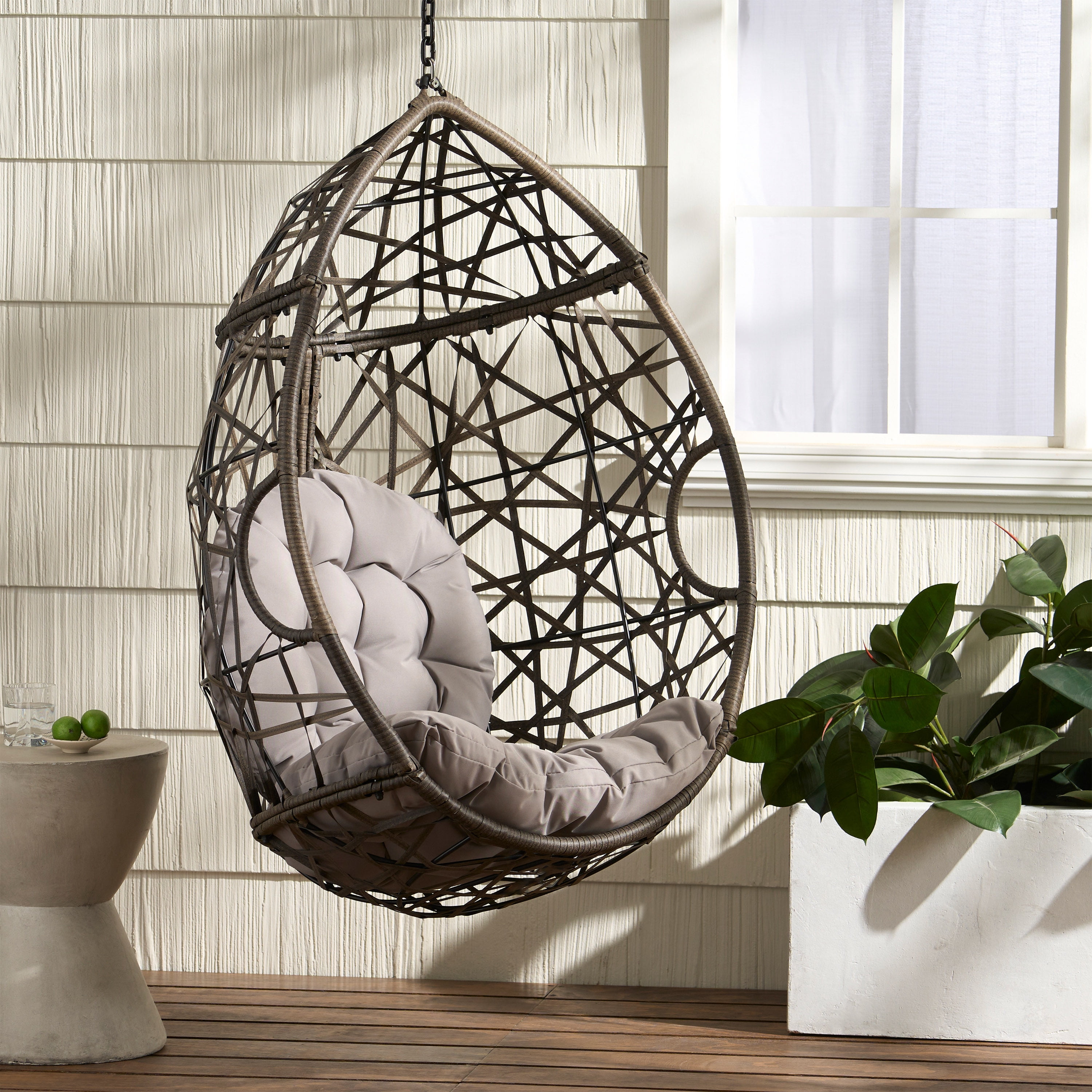 Vienna Wicker Outdoor Hanging Egg Chair, Gray - Walmart.com