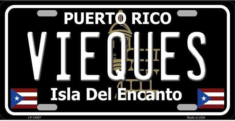 Vieques Puerto Rico Black License Plate / Sign / Plaque - Aluminum ( 12 ...