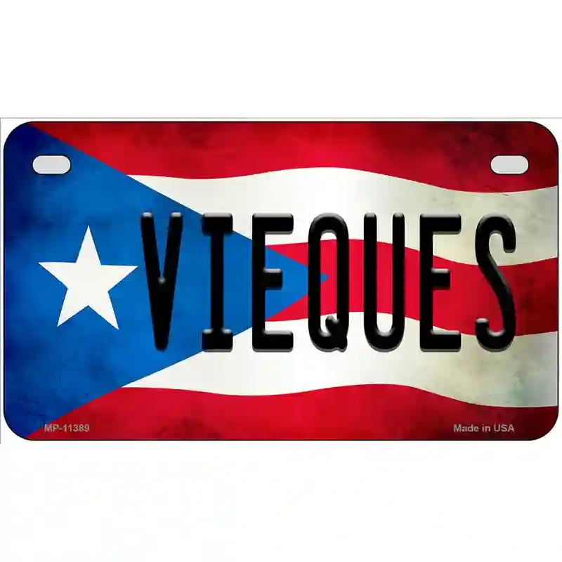Vieques Puerto Rico Flag License Plate Metal Novelty 7" x 4" Motorcycle ...