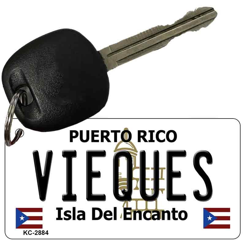 Vieques Puerto Rico Flag Novelty Aluminum Key Chain KC-2884 3" x 1.5 ...
