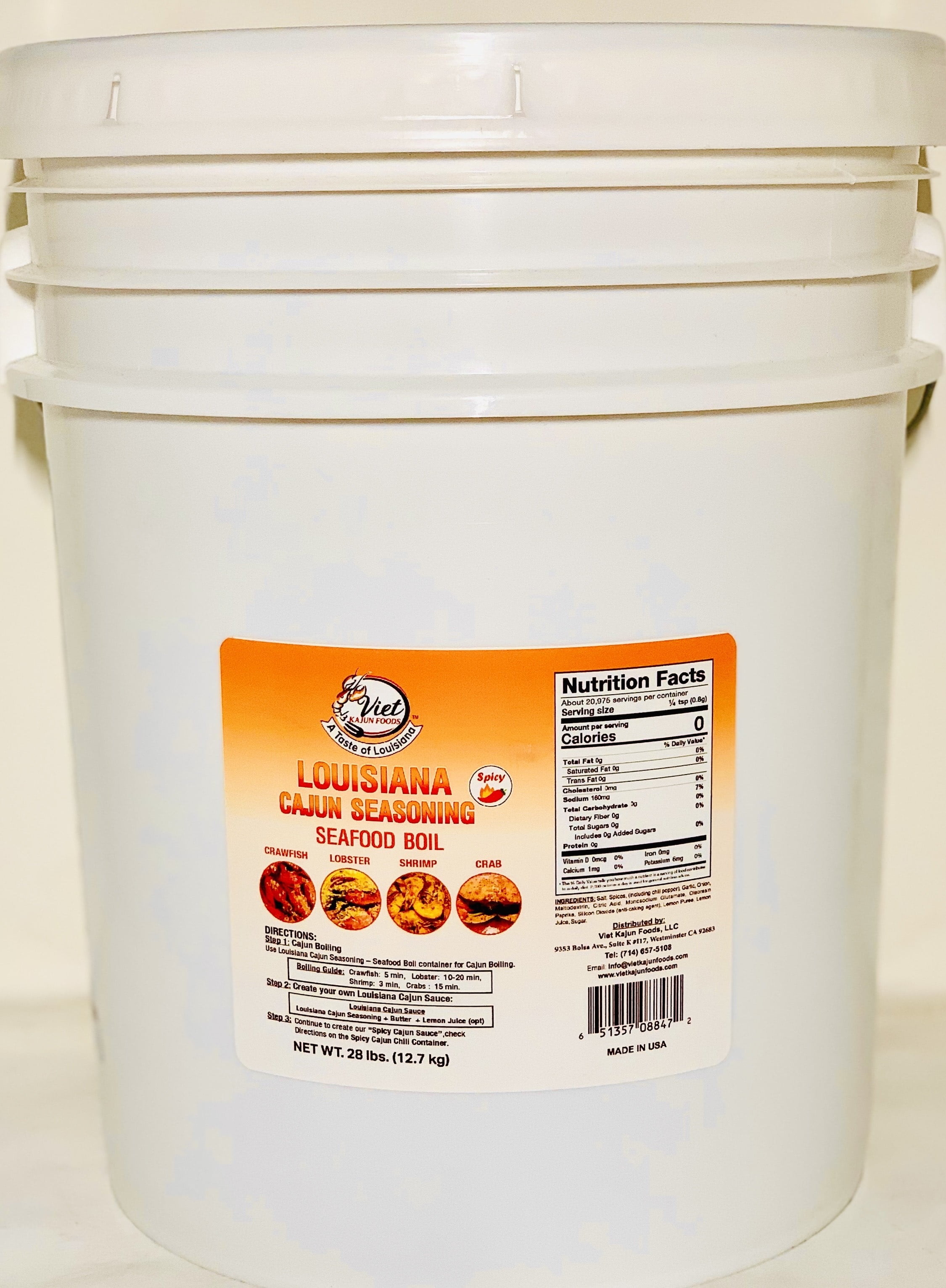 Viet Cajun Louisiana Cajun Seasoning Bucket 5 Gallon - 28 lb. 1 Pack ...