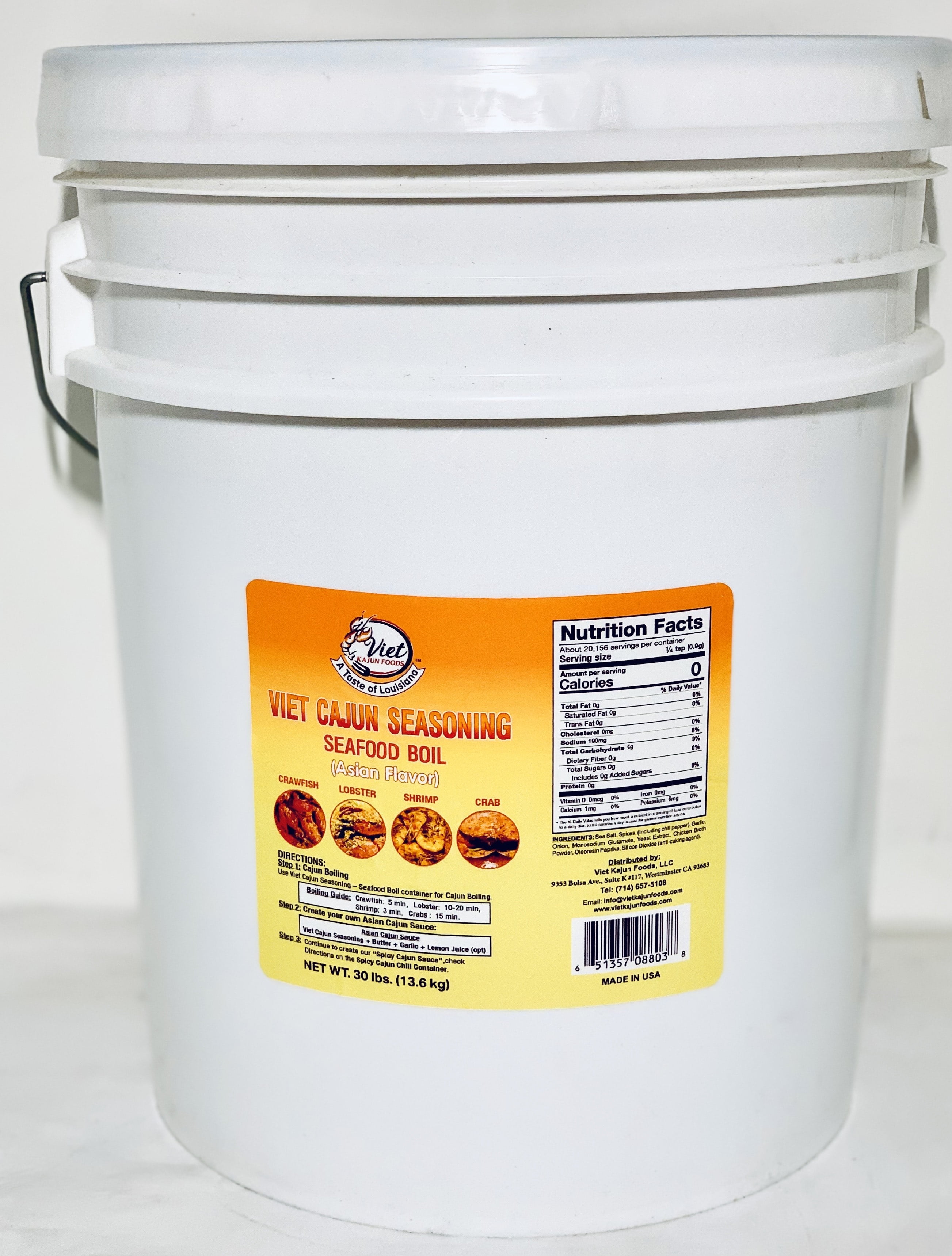 Viet Cajun Seasoning (Seafood Boil) Mild Flavor, 5 Gal - 30 Lb Pail ...