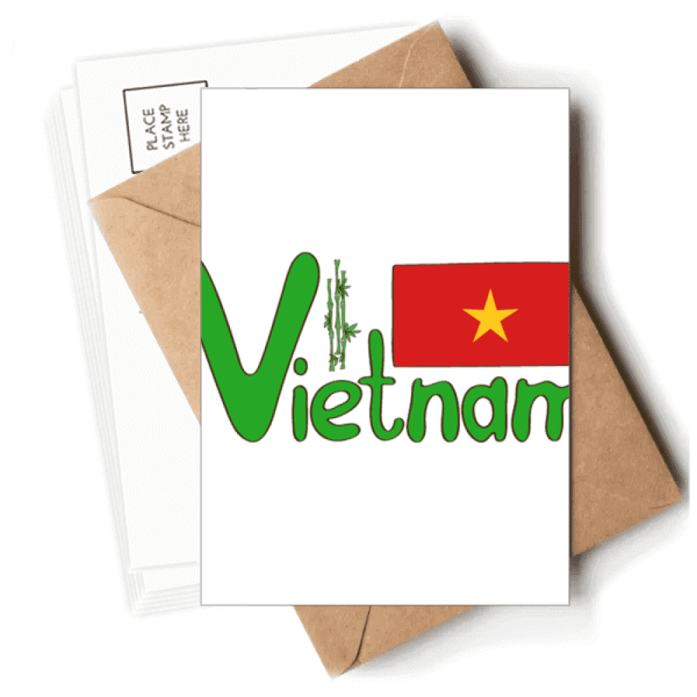 Vietnam National Flag Red Green Pattern Postcards Envelopes Blank Note ...