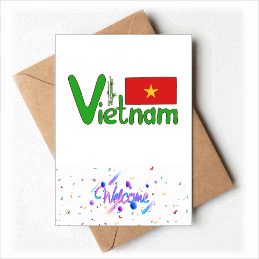 Vietnam National Flag Red Green Pattern Welcome Back Greeting Cards ...