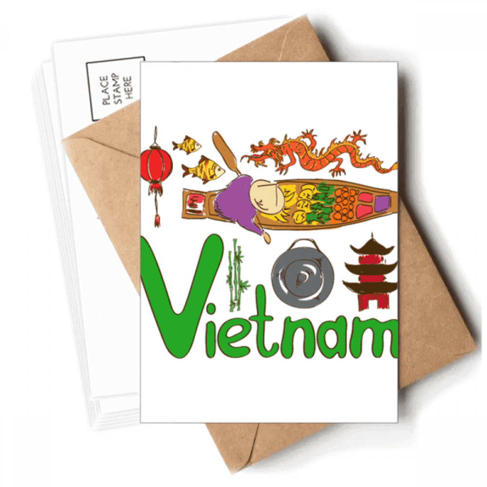 Vietnam National symbol Landmark Pattern Postcards Envelopes Blank Note ...