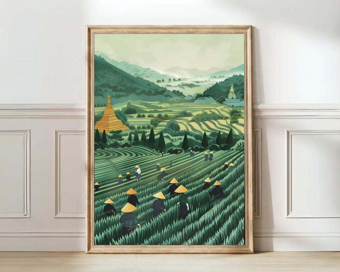 Vietnam Print Vietnam Illustration Rice Field Print Rice Terrace Poster ...