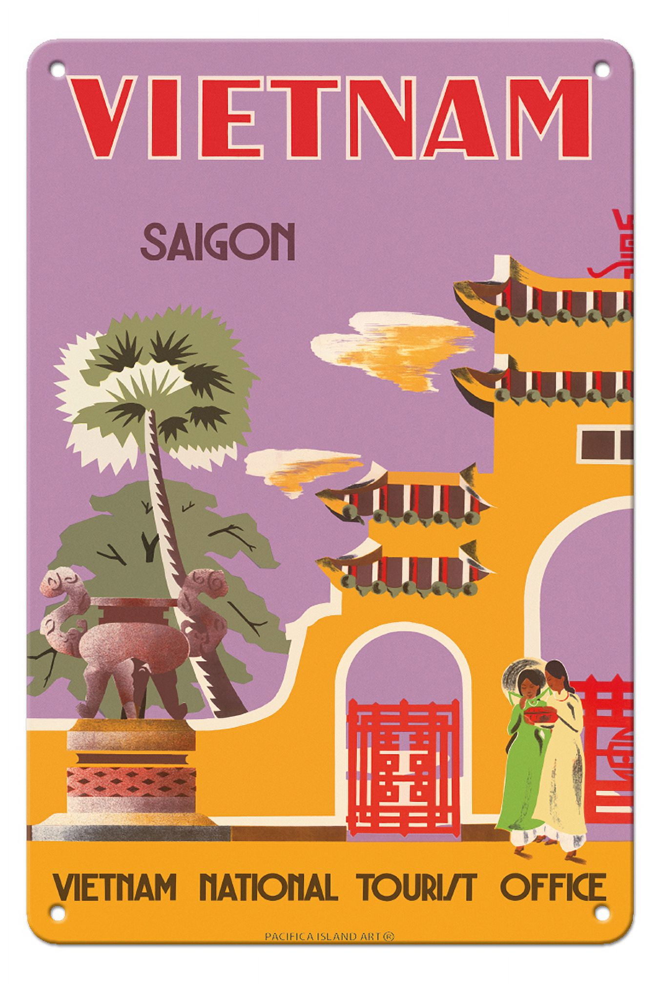 Vietnam - Saigon (Ho Chi Minh City) - Vintage Travel Poster c.1950s - 8 ...