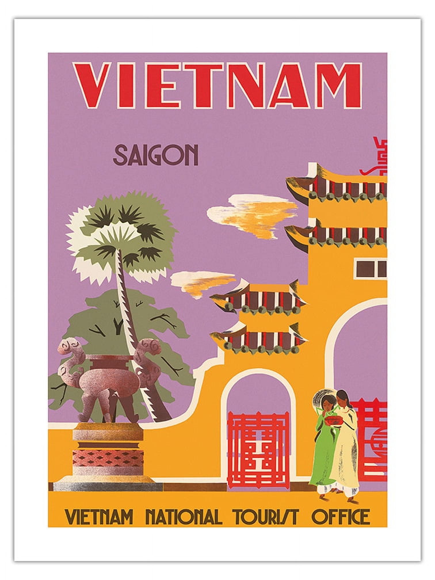 Vietnam - Saigon (Ho Chi Minh City) - Vintage Travel Poster c.1950s ...
