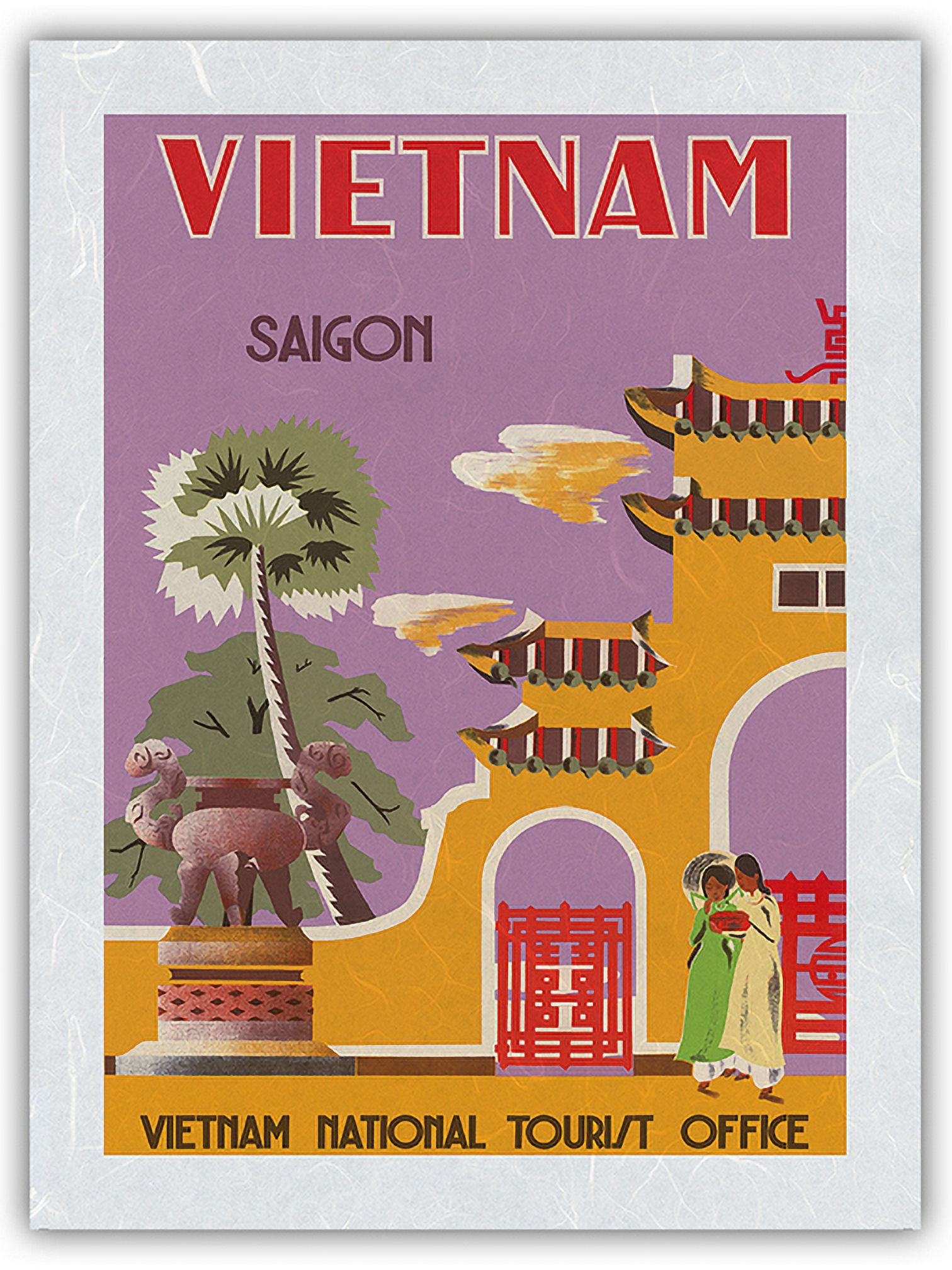 Vietnam - Saigon (Ho Chi Minh City) - Vintage Travel Poster c.1950s ...