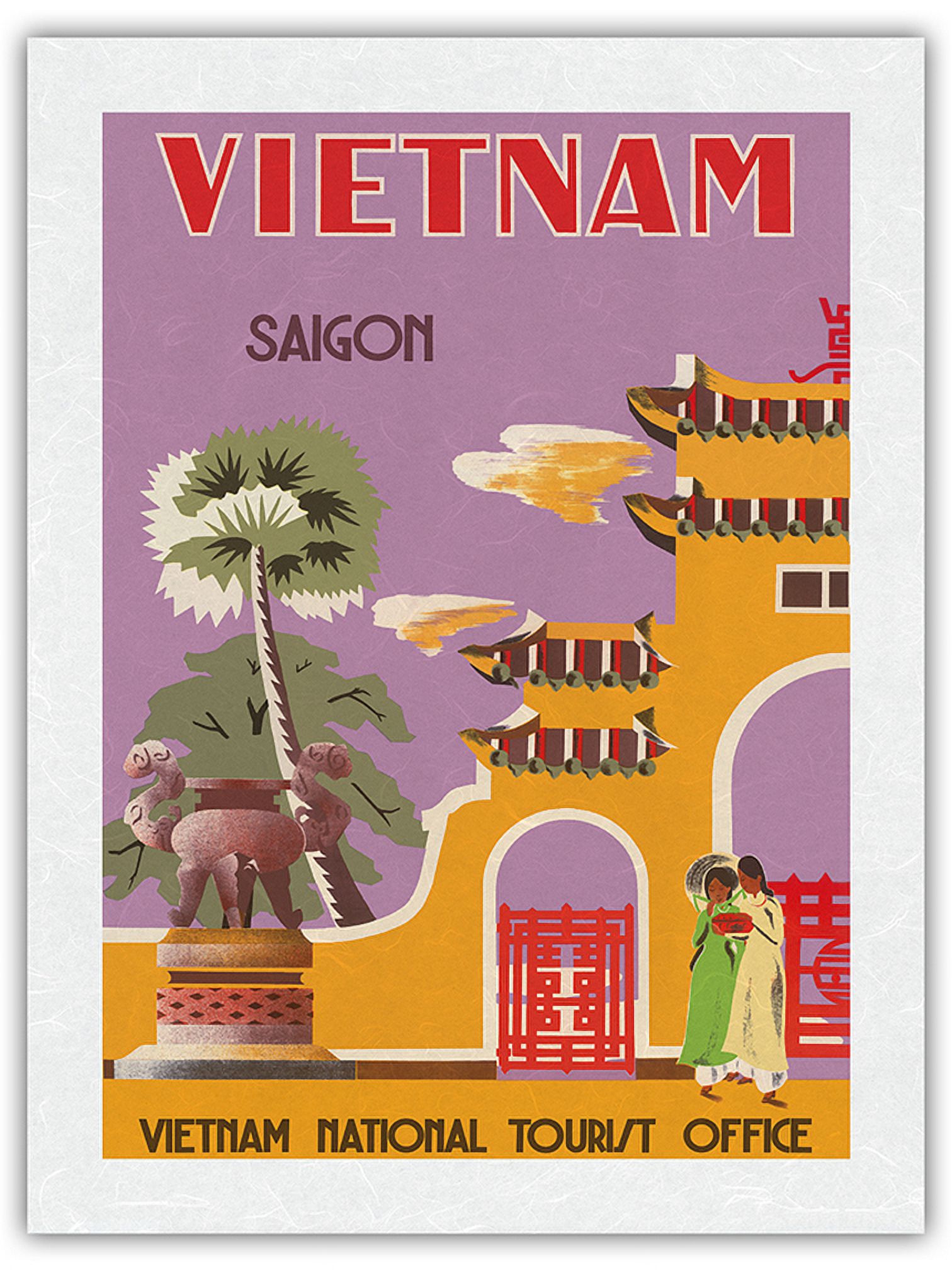 Vietnam - Saigon (Ho Chi Minh City) - Vintage Travel Poster c.1950s ...