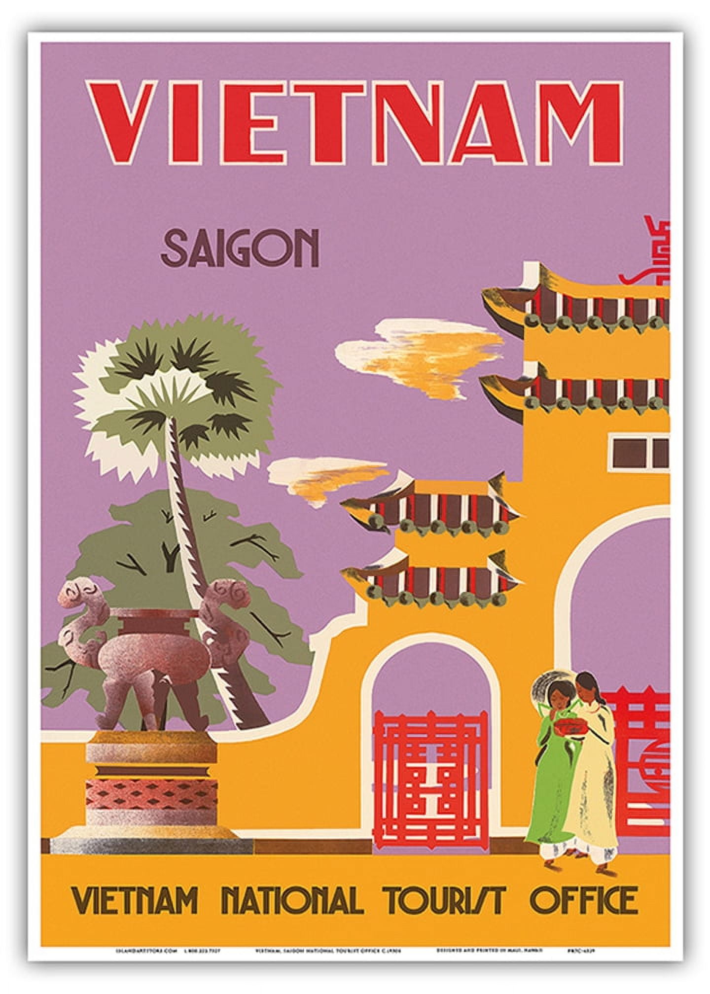 Vietnam - Saigon (Ho Chi Minh City) - Vintage Travel Poster c.1950s ...