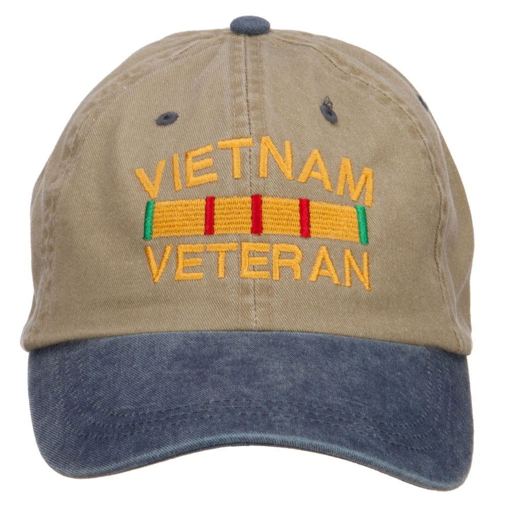 Vietnam Veteran Embroidered Washed Two Tone Cap - Khaki Navy OSFM ...