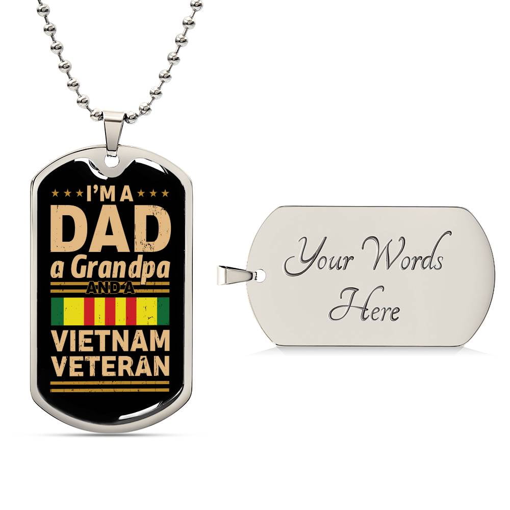 Vietnam Veteran Grandpa - Graphic Military Dog Tag Necklace (Optional ...