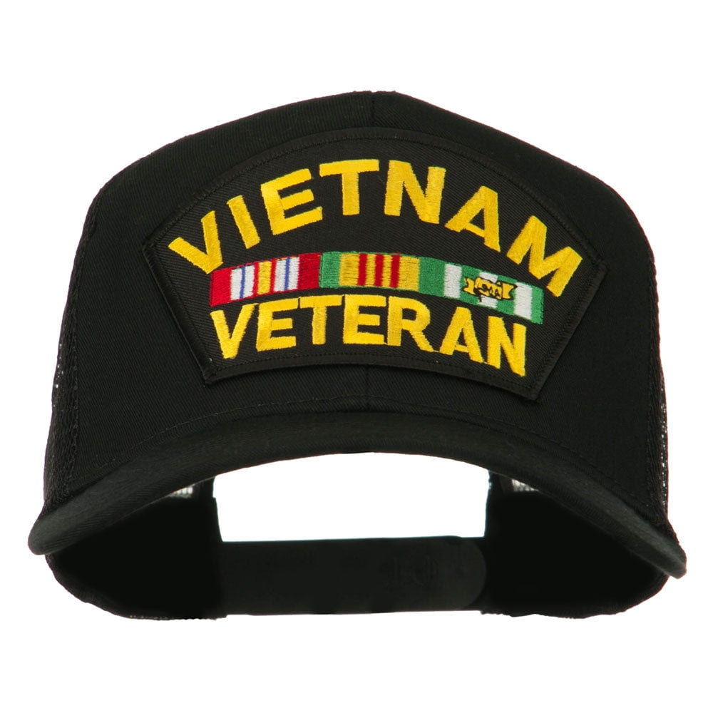 Vietnam Veteran Military Patched Mesh Back Cap - Black OSFM - Walmart.com