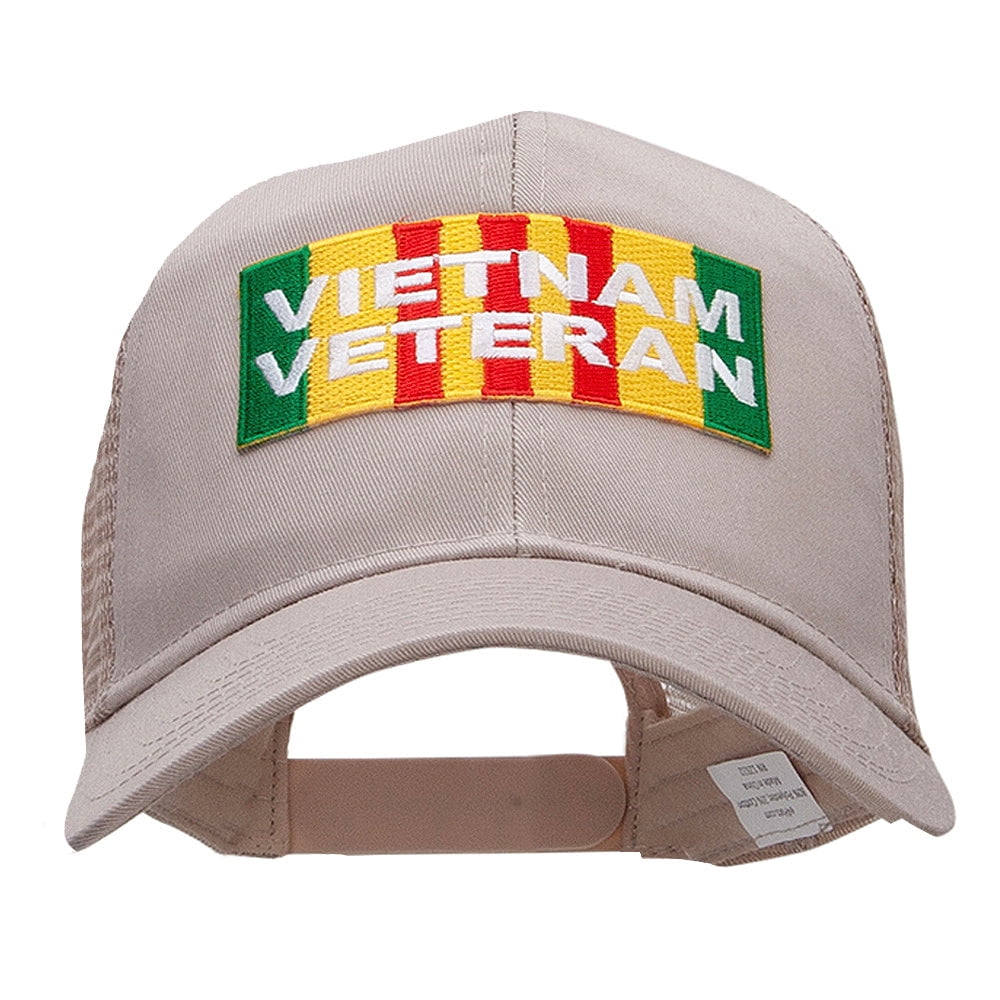 Vietnam Veteran Rectangle Patched Cotton Mesh Cap - Khaki OSFM ...