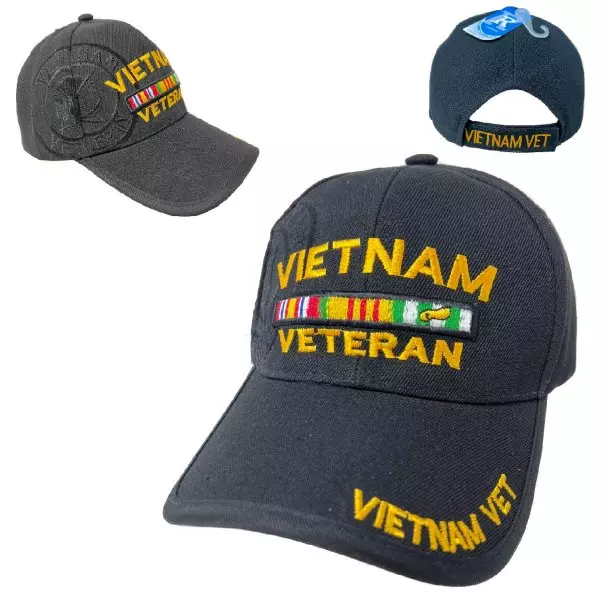 Vietnam Veteran Vet Emblem Shadow BLACK Embroidered Cap Hat - Walmart.com