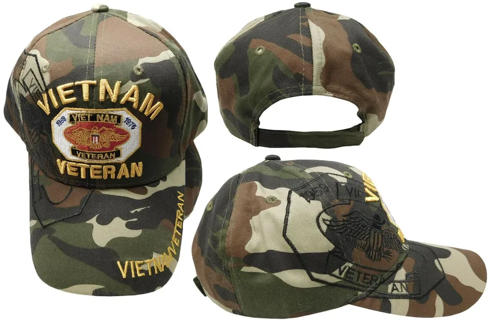Vietnam Veteran Vet Emblem Shadow Woodland Camo Camouflage Embroidered ...