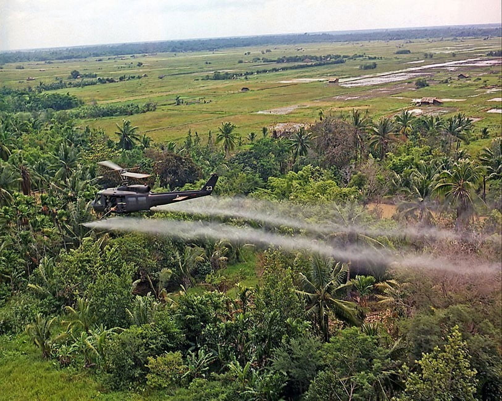 Vietnam War UH-1D Helicopter Defoliation Mission - 12x18 Inch Laminated ...