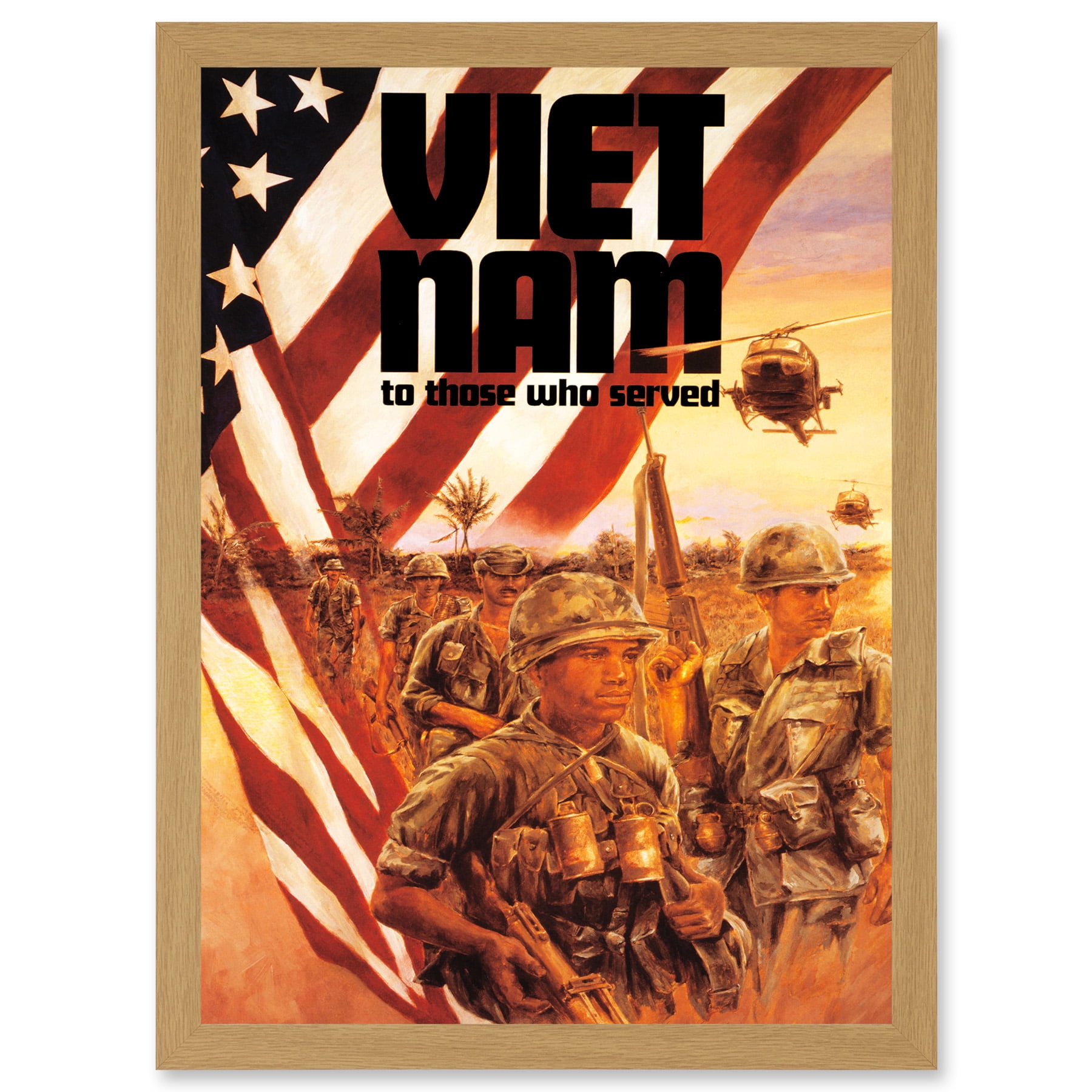 Vietnam War Veteran Flag Soldier Gun Military A4 Artwork Framed Wall ...