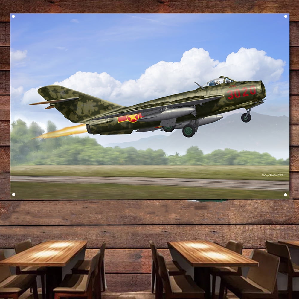 Vietnamese MiG-17 Fighter Banner Wall Hanging Flag - Air Force Aircraft ...