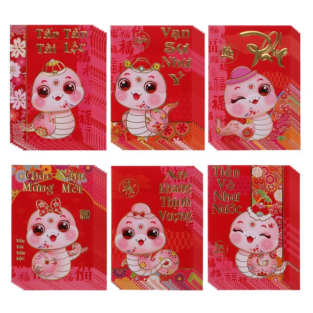 Vietnamese Red Envelopes 36pcs 2025 Year Of The Snake Money Packet New ...