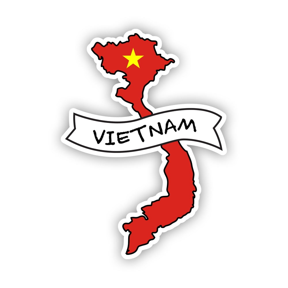 Vietnamese Shaped Vietnam Flag Sticker Decal - Self Adhesive Vinyl - Weatherproof - Made in USA ...