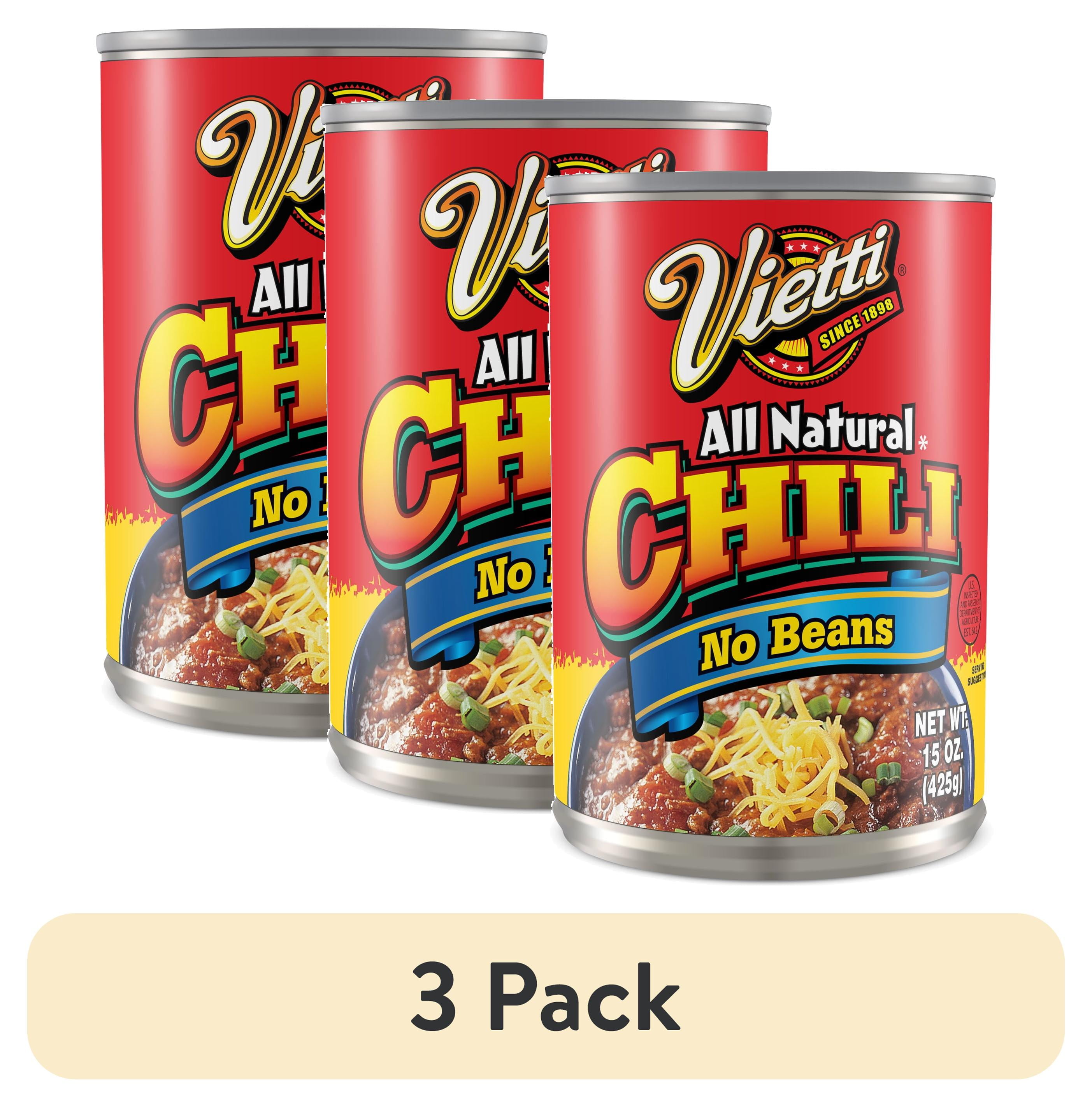 3 Pack Vietti Foods Chili No Beans All Natural 15 Oz Can