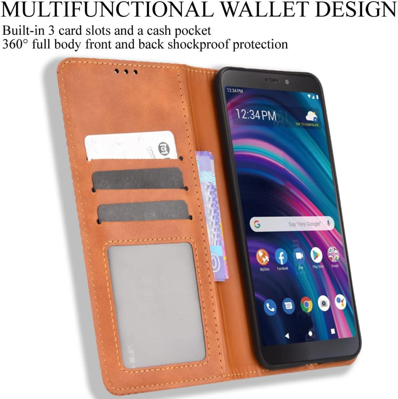 View 3 Case, Retro PU Leather Magnetic Full Body Shockproof Stand Flip ...