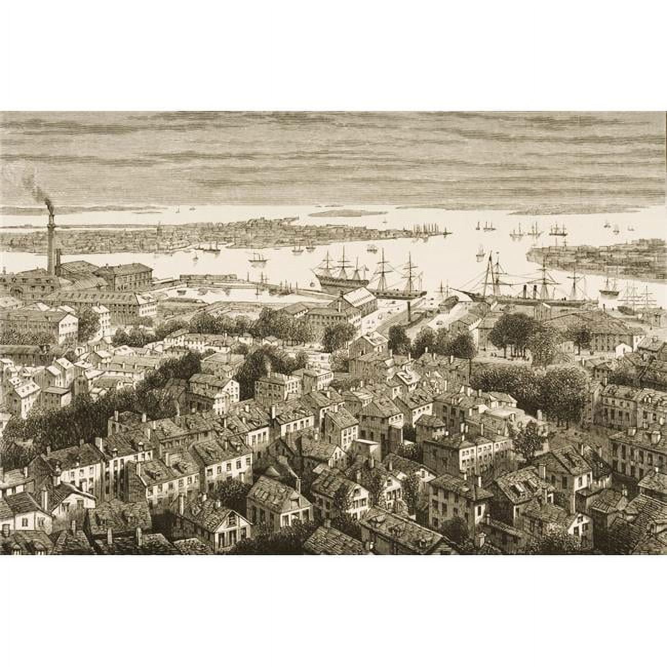 View of Boston Massachusetts From Bunkers Hill In 1870S From American ...