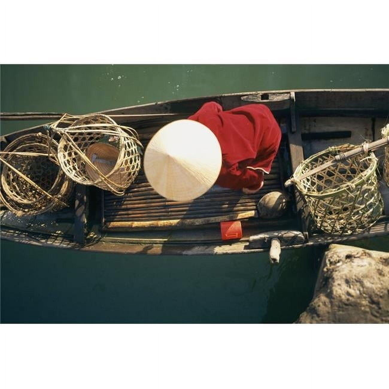 View From Above Of Vietnamese Woman In Conical Hat In A Boat Poster ...