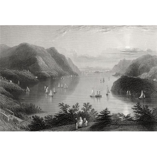 View From West Point Hudson River USA From A 19th Century Print Engraved by R Wallis After W. H ...